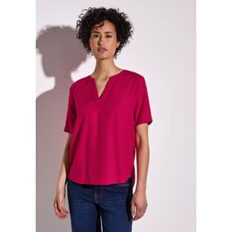 Shirtbluse Street One, Damen, Gr. 34, lila (juicy berry), Stoff, 100% Viskose, unifarben, gerade normal, Rundhals, B&uuml;ndchen, Blusen, aus softer Viskose