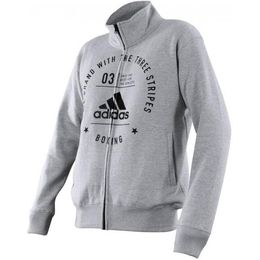 Sweatjacke adidas Performance "Community Jacket &ldquo;Boxing&rdquo;" Gr. S, grau (grau, schwarz), Sweatjacken, Damen, S, Obermaterial: 100% Baumwolle, Sweatjacke