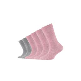 Socken Camano "Socken 6er Pack", Damen, Gr. 23-26, pink (chalk pink melange), 76% Baumwolle, 23% Polyamid, 1% Elasthan, uni, Socken Socken