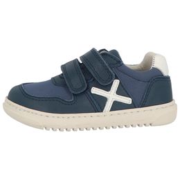 Barfu&szlig;schuh Lurchi "Monti Barefoot", Kinder, Gr. 30, blau (navy, wei&szlig;), Glattleder, Textil, Schuhe Barfu&szlig;schuh, Sneaker mit Kontrastbesatz, Gr&ouml;&szlig;enschablone zum Download