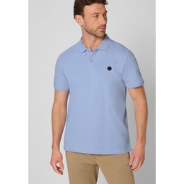 Poloshirt Street One MEN, Damen, Gr. L (42), beach blau, Web, 95% Baumwolle, 5% Elasthan, unifarben, comfort fit normal, hoch geschlossener Ausschnitt, normaler Saum, Shirts, aus Baumwolle mit Stretchante
