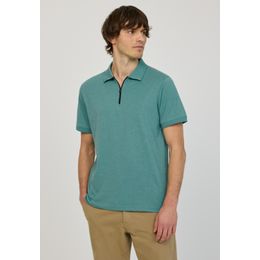 Poloshirt Street One MEN, Damen, Gr. L (42), caribbean gr&uuml;n, Web, 60% Baumwolle, 40% Polyester, unifarben, normal normal, hoch geschlossener Ausschnitt, B&uuml;ndchen, Shirts, im soften Baumwoll-Mix
