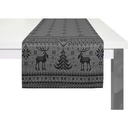 Tischl&auml;ufer WIRTH "ROMO", grau (anthrazit, silberfarben), B:50cm L:160cm, Baumwollmischung, Tischdecken