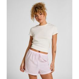 Hunkem&ouml;ller Pyjama HUNKEM&Ouml;LLER "Heart Pyjama Shorts - Gestreift aus Baumwolle", Damen, Gr. L, rosa, 100% Baumwolle, Homewear-Sets Pyjama