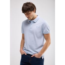 Poloshirt Street One MEN, Herren, Gr. 3XL, blau (soft blau), Web, 100% Baumwolle, unifarben, gerade normal, hoch geschlossener Ausschnitt, B&uuml;ndchen, Shirts, aus reiner Baumwolle