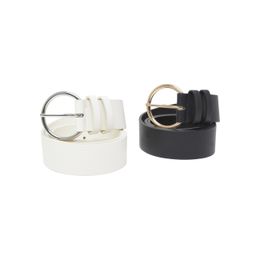 Synthetikg&uuml;rtel Urban Classics "Urban Classics Unisex Basic PU Belt 2-Pack", Damen, Gr. L/XL, sandwei&szlig;, schwarz, 100% Polyester, G&uuml;rtel
