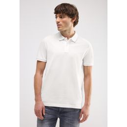 Poloshirt Street One MEN, Herren, Gr. L (42), wei&szlig; (hellwei&szlig;), Web, 100% Baumwolle, unifarben, gerade normal, hoch geschlossener Ausschnitt, B&uuml;ndchen, Shirts, aus reiner Baumwolle