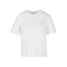 T-Shirt MISS TEE "Miss Tee Bow Oneliner Tee", Damen, Gr. M, wei&szlig;, 100% Baumwolle, bedruckt, oversize, Rundhals, Shirts T-Shirt