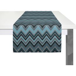 Tischl&auml;ufer WIRTH "BENEWITZ" Gr. 1, blau (petrol), B:40cm L:150cm, Baumwolle, Polyester, Tischdecken