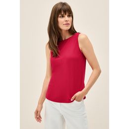 Ripptanktop Cecil, Damen, Gr. L (42), rot (glazed apple rot), Stoff, 48% Polyester, 48% Viskose, 4% Elasthan, unifarben, normal normal, U-Boot-Ausschnitt, abgesteppt, Tops, aus elastischem Materialmix