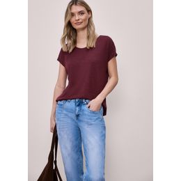 T-Shirt Street One, Damen, Gr. 34, truffle rot, Stoff, 80% Polyester, 20% Viskose, unifarben, normal normal, V-Ausschnitt, abgesteppt, Shirts T-Shirt, Jersey