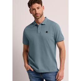 Poloshirt Street One MEN, Herren, Gr. L (42), lake blau, Web, 95% Baumwolle, 5% Elasthan, unifarben, normal normal, hoch geschlossener Ausschnitt, B&uuml;ndchen, Shirts, aus Baumwolle mit Stretchante
