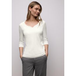 3/4-Arm-Shirt Street One, Damen, Gr. 40, sanftes wei&szlig;, Web, Obermaterial: 50% Baumwolle, 50% Modal; Futter: 100% Baumwolle, unifarben, normal normal, Rundhals, abgesteppt, Shirts 3/4-Arm-Shirt, Jersey