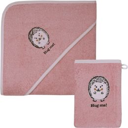 W&ouml;rner Handtuch Set W&Ouml;RNER "Igel rosa Kapuzenbadetuch 100/100 mit Waschhandschuh", rosa, 2 Stk., Frottier, Frottier, Obermaterial: 100% Baumwolle, Handt&uuml;cher, mi s&uuml;&szlig;er Igelstickerei