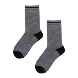 Socken Hudson "Socke Smiley", Damen, Gr. 35-38, schwarz (schwarz 0005), Obermaterial: 85% Baumwolle CO. 12% Polyamid PA. 3% Elasthan EL., Socken Socken