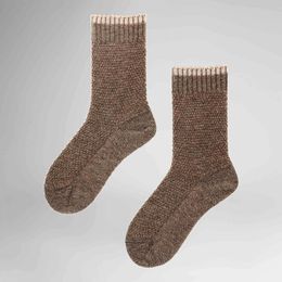 Socken Hudson "Socke Bubble", Damen, Gr. 35-38, braun (cosmic braun 0976), Obermaterial: 41% Polyamid PA. 34% Polyacryl PAN. 23% Wolle WO. 1% metallisierte Fasern MTF. 1% Elasthan EL., Socken Socken