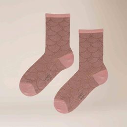 Socken Kunert "Socke Fancy Shell", Damen, Gr. 39-42, lila (coral 1515), Obermaterial: 77% Viskose CV. 10% Polyamid PA. 10% Polyester PES. 3% Elasthan EL., Socken Socken