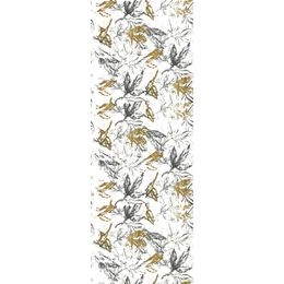 Vinyltapete queence "Bl&auml;tter III", wei&szlig;, B:0,9m L:2,5m, Vinyl, Tapeten, 90x250cm, selbstklebend, kinderleichte Anbringung,, Sticker