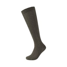 Kniestr&uuml;mpfe Camano "Trachtensocken 1er Pack", Damen, Gr. 35-38, gr&uuml;n (schwarz olive), 68% Baumwolle, 20% Wolle, 10% Polyamid, 2% Elasthan, uni, Socken Kniestr&uuml;mpfe