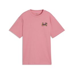 T-Shirt Puma "MID 90s Relaxed Graphic T-Shirt M&auml;dchen", Jungen, Gr. 140, wild pink, Obermaterial: 100% Baumwolle. Rippe: 80% Baumwolle, 20% Polyester, relaxed fit, Rundhals, Shirts T-Shirt
