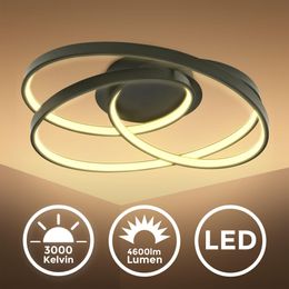B.K.LICHT LED Deckenleuchte "LED Frame-Deckenlampe, Ringleuchte, Schwarz, 3.000K", schwarz, 1, H: 14,5cm, 1 Stk., Leuchten, 4.600lm, 35W, mit warmwei&szlig;en Licht, IP20, B: 39,5cm, LED Deckenleuchte