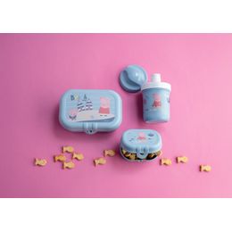 Lunchbox Koziol "PEPPA PIG WAVES TO GO", blau (powder blau), B:7,4cm H:23,4cm, Lebensmittelaufbewahrungsbeh&auml;lter, Lunchbox, inkl. Trinkflasche, melaminfrei, CO&sup2; neutrale Produktion