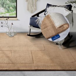 Villeroy & Boch Wollteppich VILLEROY & BOCH "Charlotte", beige, B:80cm H:10mm L:150cm, Wolle, Teppiche, L&auml;ufer, Handgewebt, Wolle, Natur, L&auml;ufer, Wohnzimmer, Geometrie
