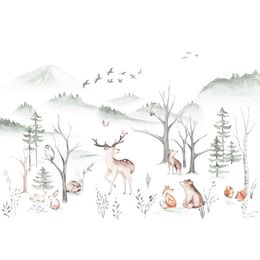 Vliestapete Komar "Digitaldruck Vlies - Cozy Woods - Gr&ouml;&szlig;e 400 x 280 cm", bunt, B:400m L:280m, Vlies, Tapeten, Kinderzimmer
