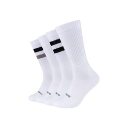 Socken Camano "Tennissocke comfort 4er Pack", Damen, Gr. 43-46, schwarz, 66% Baumwolle, 28% Polyester, 5% Elastodien, 1% Elasthan, gestreift, Socken Socken, 4er Pack Organic Cotton f&uuml;r angenehmen Tragekomfort, Gepolsterte Sohle