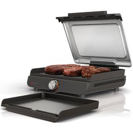 Elektrogrill Ninja "Sizzle Grillplatte und Plancha GR101EU", schwarz (silber, schwarz), B:34cm H:13,5cm T:38cm, Kontaktgrill_Standgrill_Tischgrill_Teppanyakigrill, Teppanyakigrill