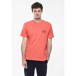 T-Shirt Street One MEN, Herren, Gr. L (42), rot (sea coral rot), Web, 100% Baumwolle, unifarben, gerade h&uuml;ftlang, Rundhals, B&uuml;ndchen, Shirts T-Shirt, aus reiner Baumwolle
