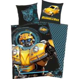 Kinderbettw&auml;sche Transformers "Bumblebee", schwarz, B/L: 135cm x 200cm, 1 Stk., 1 Stk., Renforc&eacute;, B/L: 80cm x 80cm, 2 Stk., Renforc&eacute;, Obermaterial: 100% Baumwolle, Bettw&auml;sche, mit coolem Motiv