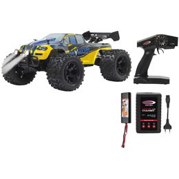 RC-Monstertruck Jamara "Myron Monstertruck BL 4WD", bunt (gelb, blau, schwarz), Fernlenkfahrzeuge, KinderB:33,5cm H:19,5cm, 1:10, 2,4 GHz, mit LED, B:33,5cm H:19,5cm