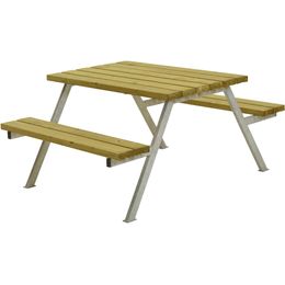 Garten-Essgruppe Plus "Alpha Kombim&ouml;bel", beige (natur), B:161cm H:73cm T:118cm, FSC-zertifizierter Holzwerkstoff, Stahl, Sitzm&ouml;bel-Sets, 118x161x73/45 cm