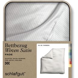 Bettbezug Schlafgut "Premium Bettbezug Woven Fade Satin (1 St)", wei&szlig; (full wei&szlig;, sand light), B:200cm L:200cm, Mako-Satin, Obermaterial: 100% Baumwolle, Bettbez&uuml;ge, Ton-in-Ton Rei&szlig;verschluss, Fadendichte von 300tc, Streifen, OEKO Tex