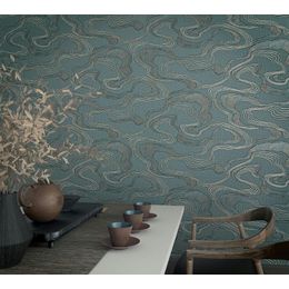 Vliestapete marburg "Artistic Allure", blau, B:0,53m L:10,05m, Vlies, Tapeten, moderne Tapete f&uuml;r Wohnzimmer Schlafzimmer K&uuml;che