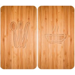 Herd-Abdeckplatte Wenko "Universal Modell Lunch", beige (natur), B:30cm H:4,5cm L:52cm, Glas, Herdabdeckplatten, Herdabdeckung f&uuml;r alle Herdarten, kratzfest, mit rutschfesten F&uuml;&szlig;en