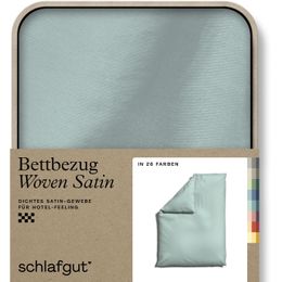 Bettbezug Schlafgut "Woven Satin", blau (petrol light), B:155cm L:220cm, Mako-Satin, Obermaterial: 100% Baumwolle, Bettbez&uuml;ge, besonders dicht gewebt, Mix & Match: passender Kissenbezug erh&auml;ltlich