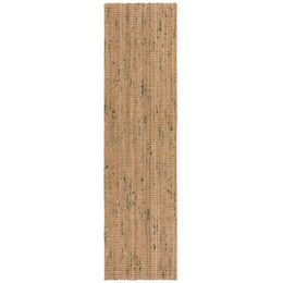 L&auml;ufer FLAIR RUGS "Jute Boucle", gr&uuml;n, B:60cm H:7mm L:230cm, Jute, Teppiche, L&auml;ufer, aus 100% Jute, mit Fransen, aus Naturfasern