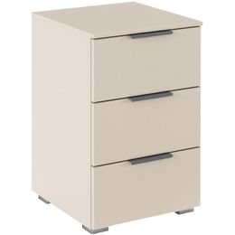 Nachtkommode OTTO HOME "Nachttisch Nachtkonsole AGORDO in Dekor- oder Hochglanzfront", beige (champagner), B:40cm H:61cm T:42cm, Holzwerkstoff, Sideboards, mit 3 ger&auml;umigen Schubladen f&uuml;r viel Stauraum MADE IN GERMANY