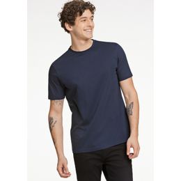 T-Shirt LINDBERGH "T-Shirt Relaxed Fit", Herren, Gr. L, blau (navy), Obermaterial: 100% Baumwolle, unifarben, l&auml;ssig geschnitten, Rundhals, Shirts T-Shirt