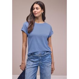 T-Shirt Street One, Damen, Gr. 38, drift blau, Web, 50% Modal, 50% Baumwolle, unifarben, normal normal, Rundhals, B&uuml;ndchen, Shirts T-Shirt, Rundhalsausschnitt