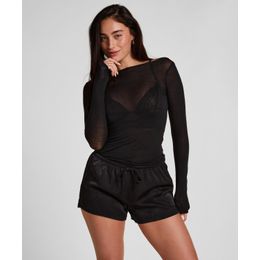 Hunkem&ouml;ller Pyjama HUNKEM&Ouml;LLER "Satin Shorts Ayla", Damen, Gr. L, schwarz, 55% Viskose, 45% Polyester, Homewear-Sets Pyjama