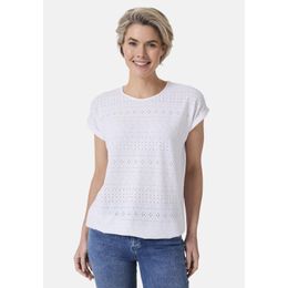 Kurzarmshirt STOOKER WOMEN "STCLEA T-Shirt", Damen, Gr. 44/46, wei&szlig; (sanftes wei&szlig;), Feinstrick, 95% Polyester, 5% Elasthan, regular fit, Rundhals, Shirts, Regular Fit T-Shirt mit dezentem Ausbrenner f&uuml;r Damen