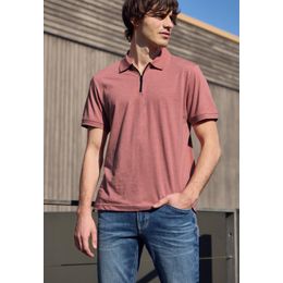 Poloshirt Street One MEN, Damen, Gr. L (42), sunrise rot, Web, 60% Baumwolle, 40% Polyester, unifarben, normal normal, hoch geschlossener Ausschnitt, B&uuml;ndchen, Shirts, im soften Baumwoll-Mix