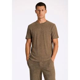T-Shirt LINDBERGH "T-Shirt Relaxed Fit", Herren, Gr. L, grau (dk stone), Obermaterial: 80% Baumwolle, 20% Polyester, unifarben, l&auml;ssig geschnitten, Rundhals, Shirts T-Shirt