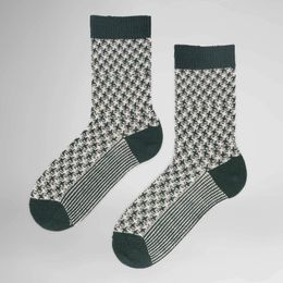 Socken Hudson "Socke Houndstooth", Damen, Gr. 39-42, schwarz (bottle gr&uuml;n 0541), Obermaterial: 46% Polyacryl PAN. 43% Wolle WO. 10% Polyamid PA. 1% Elasthan EL., Socken Socken