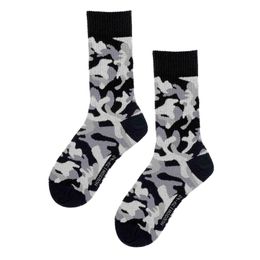 Socken Hudson "Socke Camouflage", Damen, Gr. 39-42, schwarz (schwarz 0005), Obermaterial: 52% Baumwolle CO. 47% Polyamid PA. 1% Elasthan EL., Socken Socken
