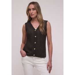 Tr&auml;gertop Street One, Damen, Gr. 36, espresso braun, Web, 88% Baumwolle, 12% Polyester, unifarben, comfort fit normal, V-Ausschnitt, abgesteppt, Tops Tr&auml;gertop, mit V-Ausschnitt