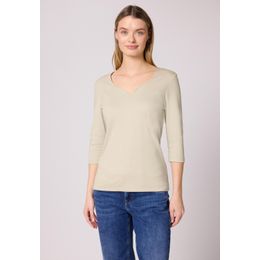 3/4-Arm-Shirt Street One, Damen, Gr. 38, cotton beige, Web, Obermaterial: 50% Baumwolle, 50% Modal; Futter: 100% Baumwolle, unifarben, normal normal, Rundhals, abgesteppt, Shirts 3/4-Arm-Shirt, Jersey
